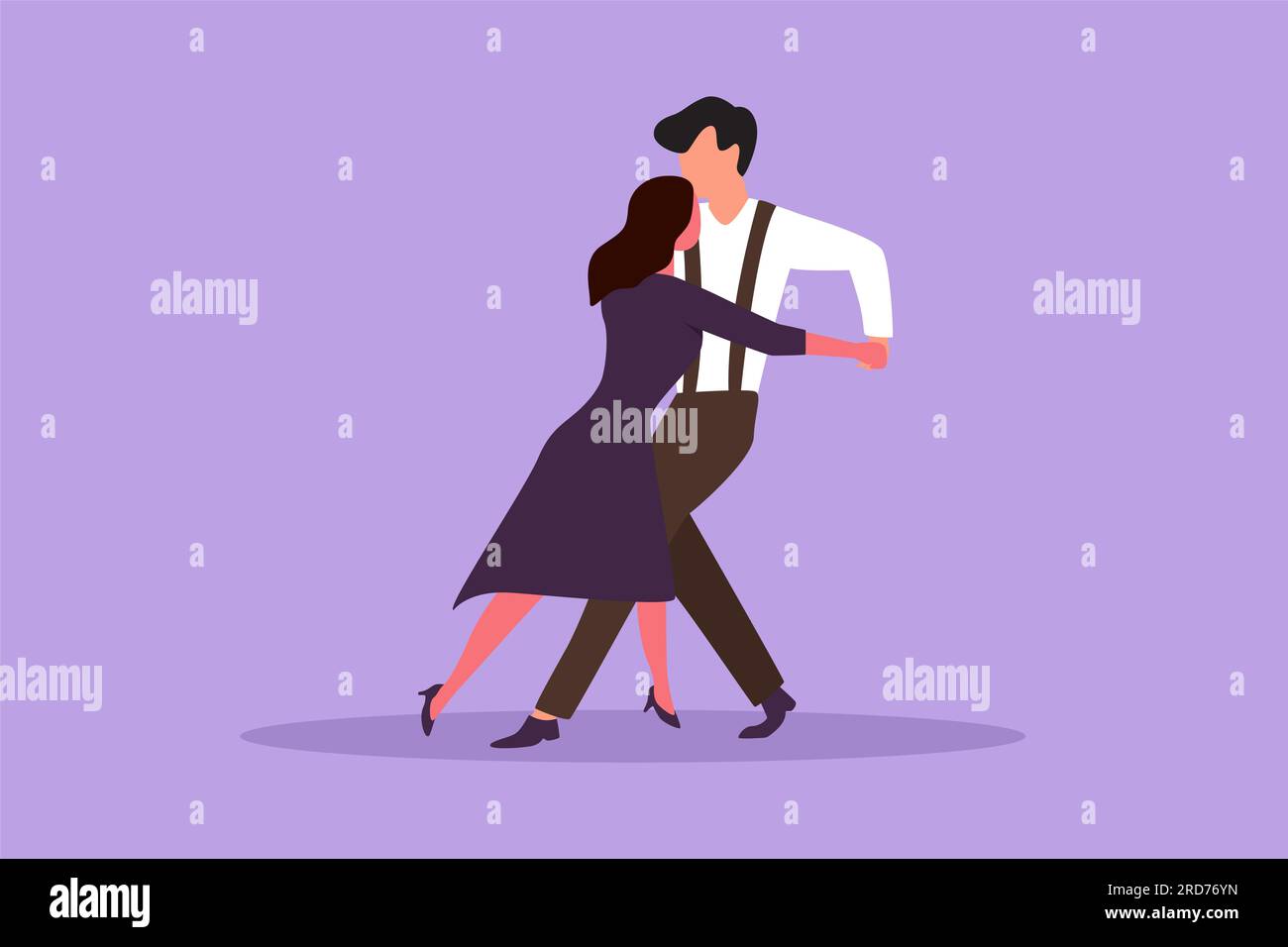 Graphic flat design drawing people dancing salsa. Young man and woman ...