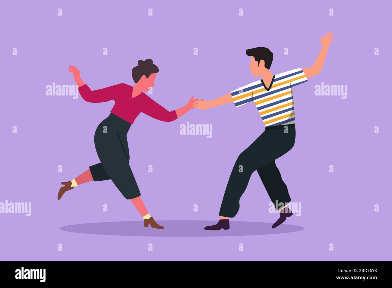 Character flat drawing happy couple man and woman performing dance at ...