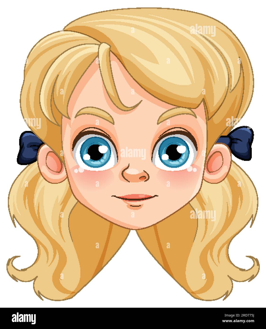 Cute Girl Face with Blonde Hair Vector illustration Stock Vector Image ...