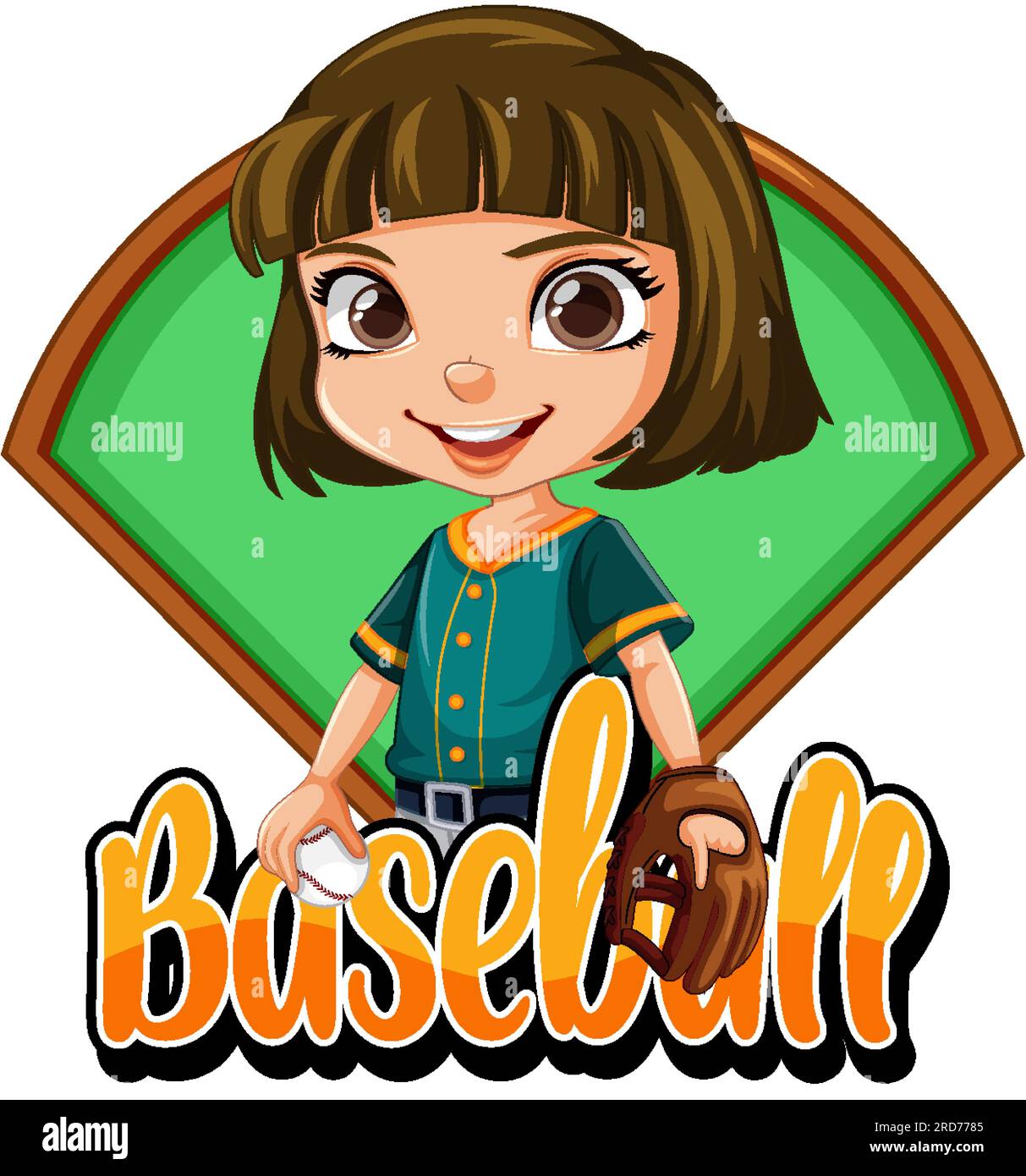 Cute Girl with Baseball Text illustration Stock Vector Image & Art - Alamy