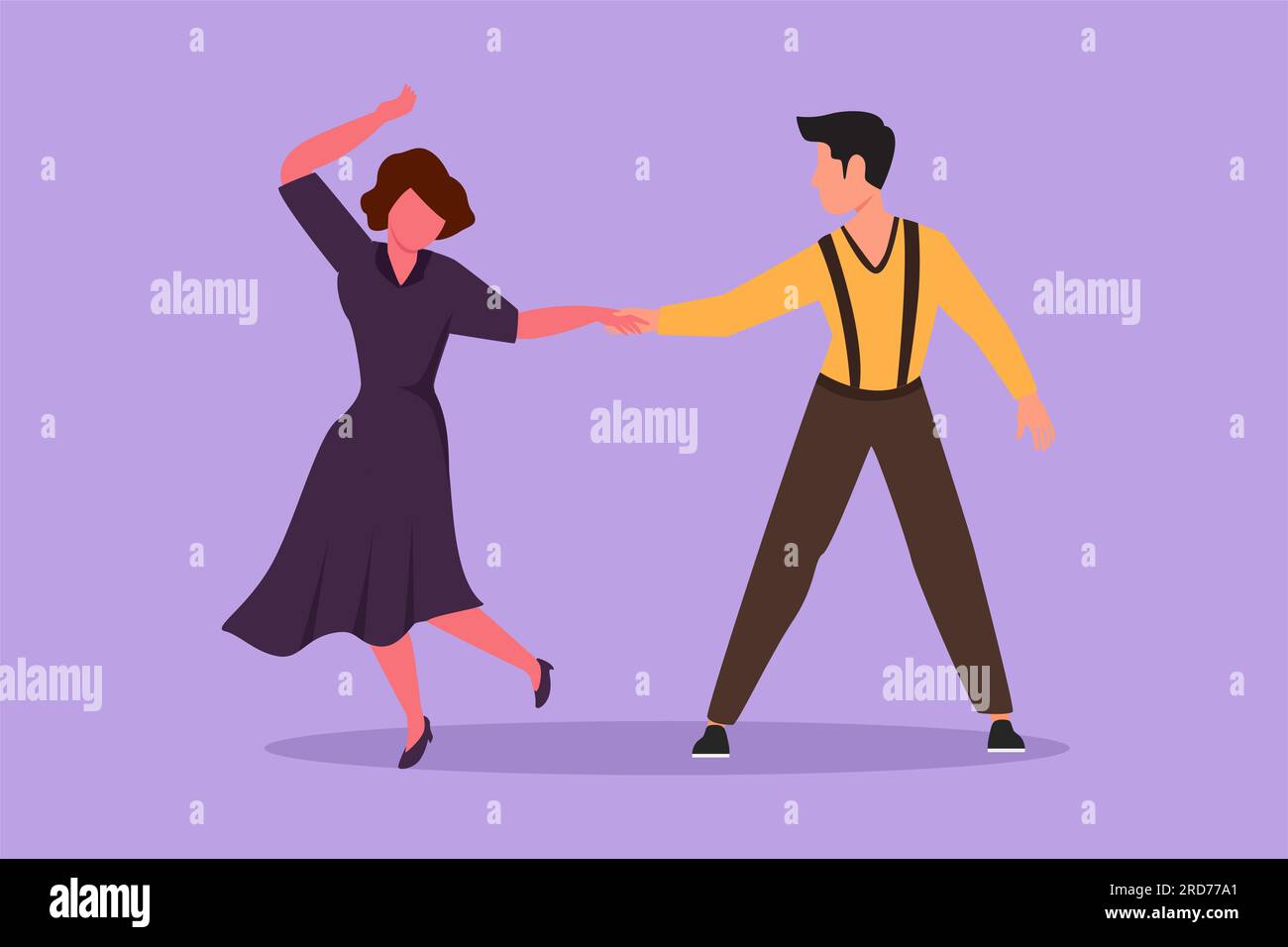 Graphic Flat Design Drawing Attractive Male And Female Professional Dancer Couple Dancing Tango