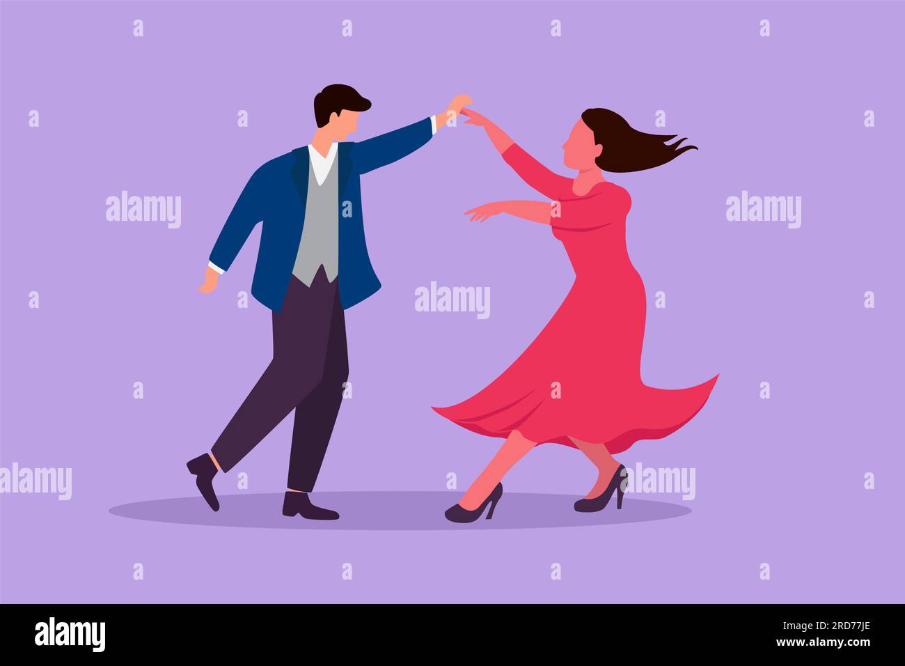 Cartoon flat style drawing attractive man woman professional dancer ...