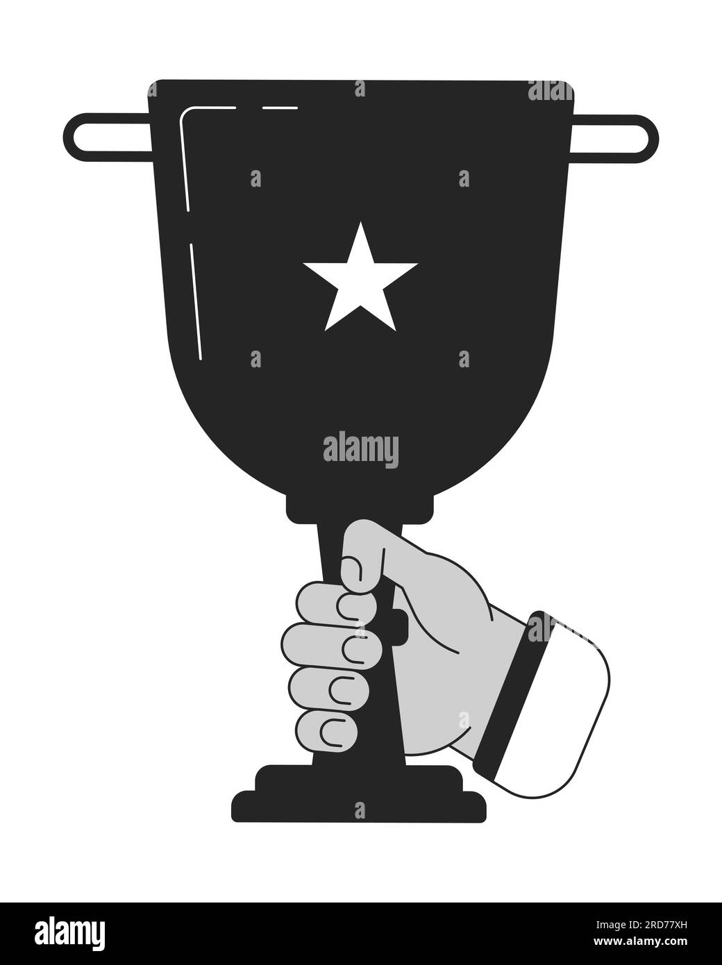 Holding trophy cup bw concept vector spot illustration Stock Vector ...