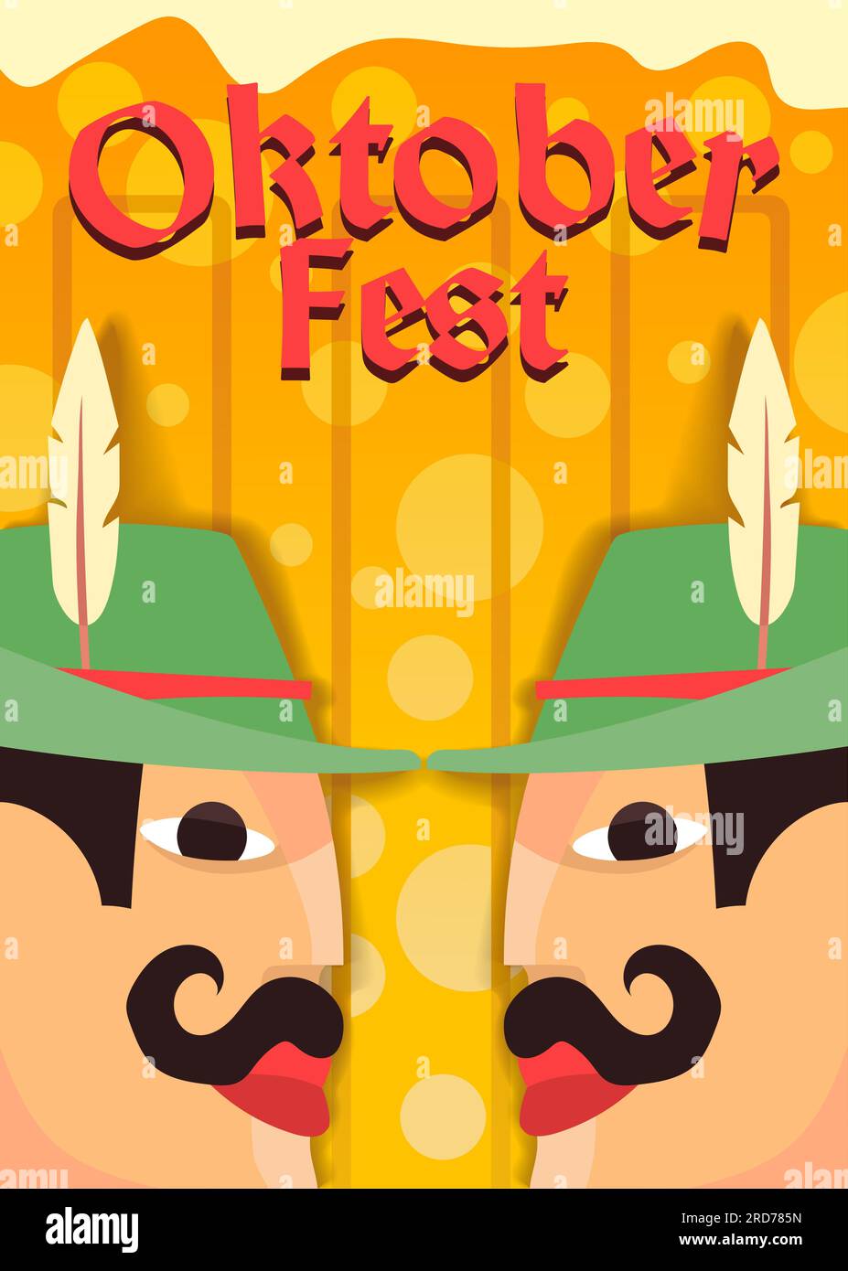 abstract bavarian men face to face woth bold text for oktoberfest ...