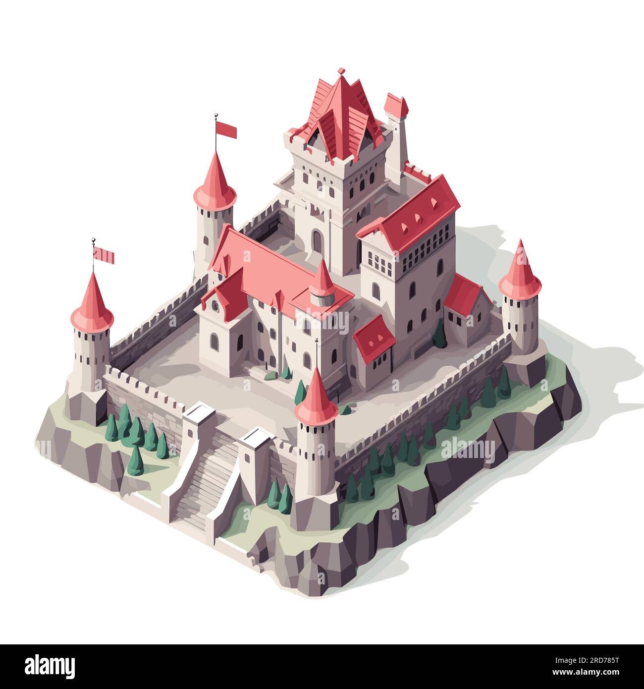 castle isometric vector flat minimalistic isolated Stock Vector Image ...