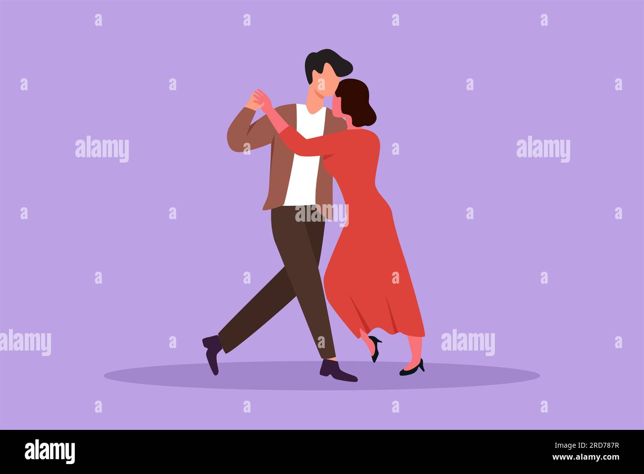 Cartoon flat style drawing young man and woman performing dance at ...