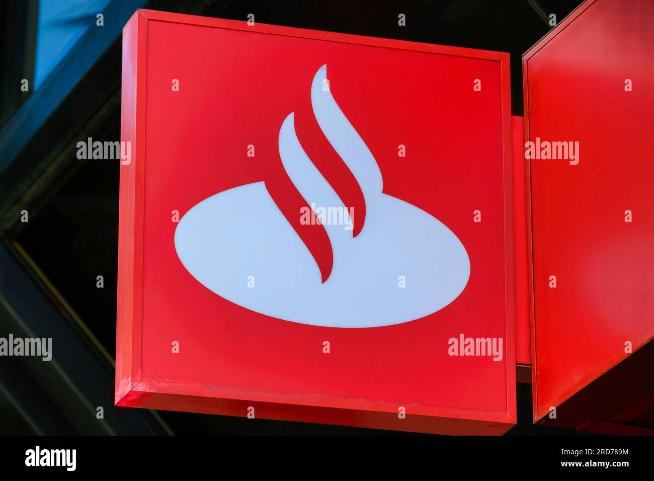 Alicante, Spain, Logo or commercial sign of the Santander Bank. Design ...