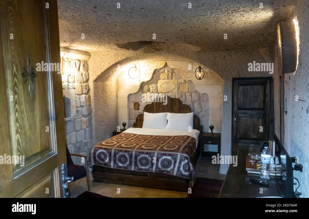 Cave hotel room in Vigor Hotel Cappadocia Uçhisar/Nevşehir Turkey Stock ...