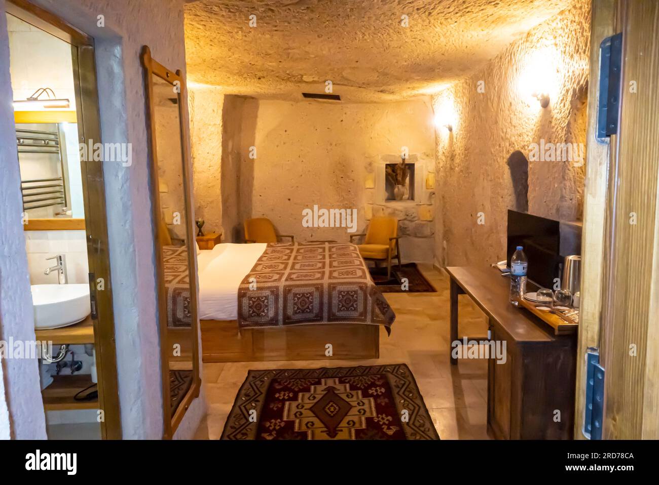 Cave hotel room in Vigor Hotel Cappadocia Uçhisar/Nevşehir Turkey Stock ...