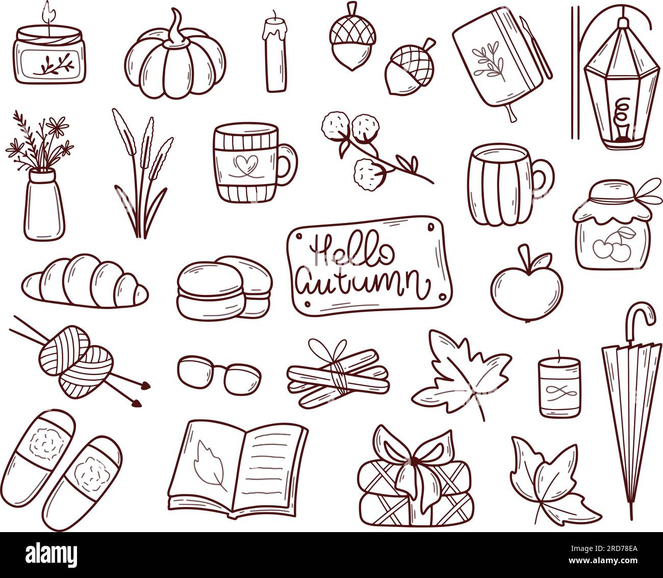 Hand drawn autumn aesthetics set Stock Vector Image & Art - Alamy