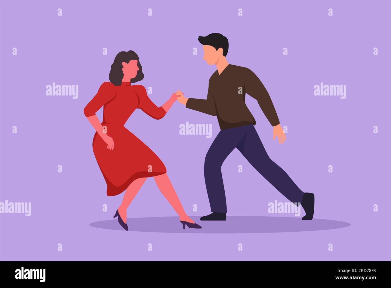 Character flat drawing attractive man and woman performing dance at ...