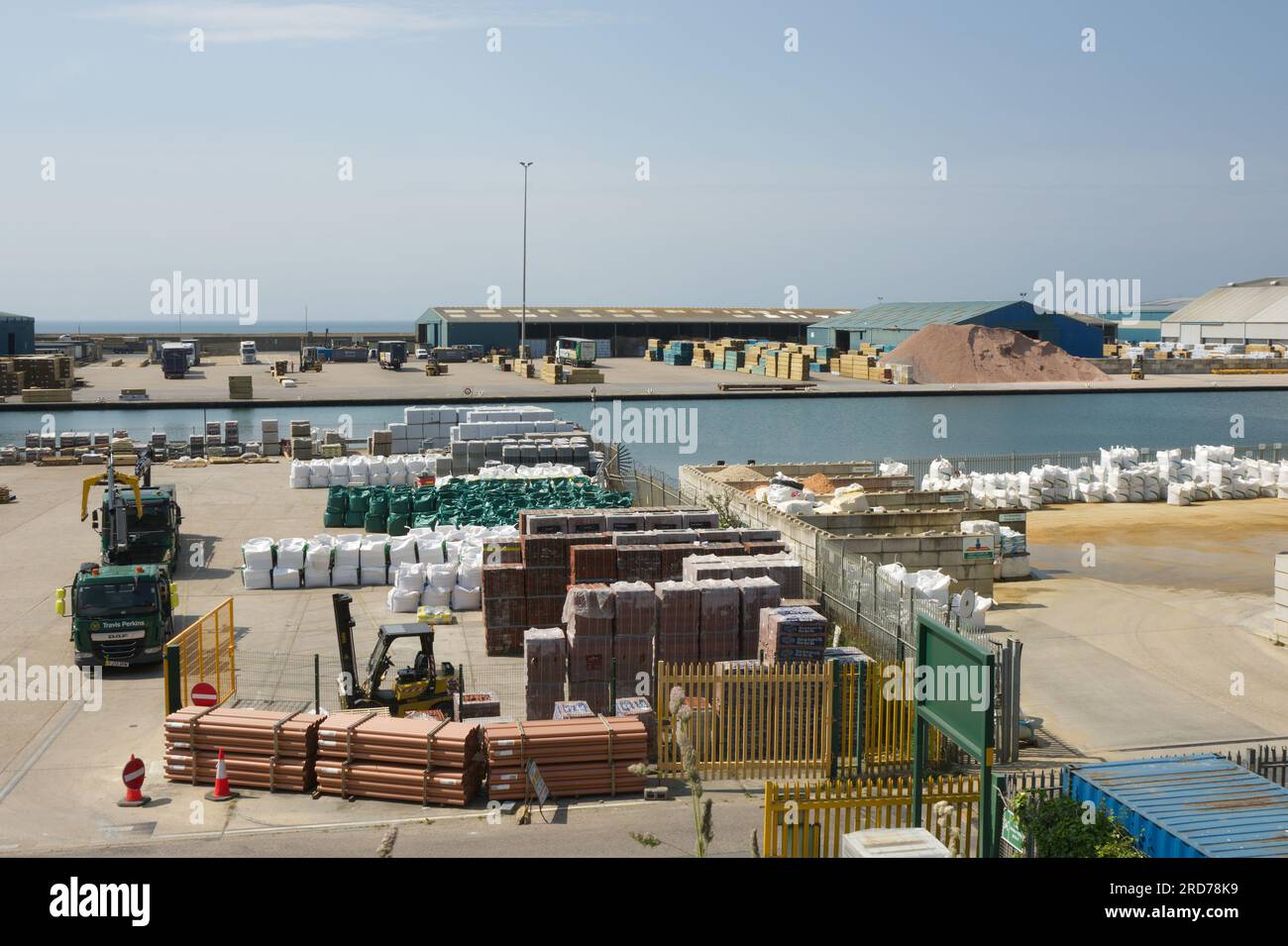 Dockside wharfs and stockyards at Shoreham Harbour, West Sussex ...