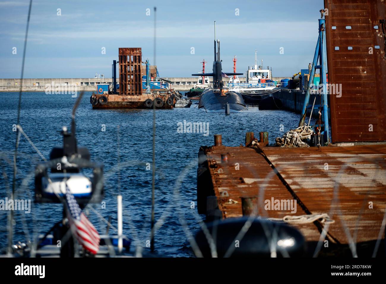 The USS Kentucky, a U.S. nuclear-armed submarine, is anchored at the ...