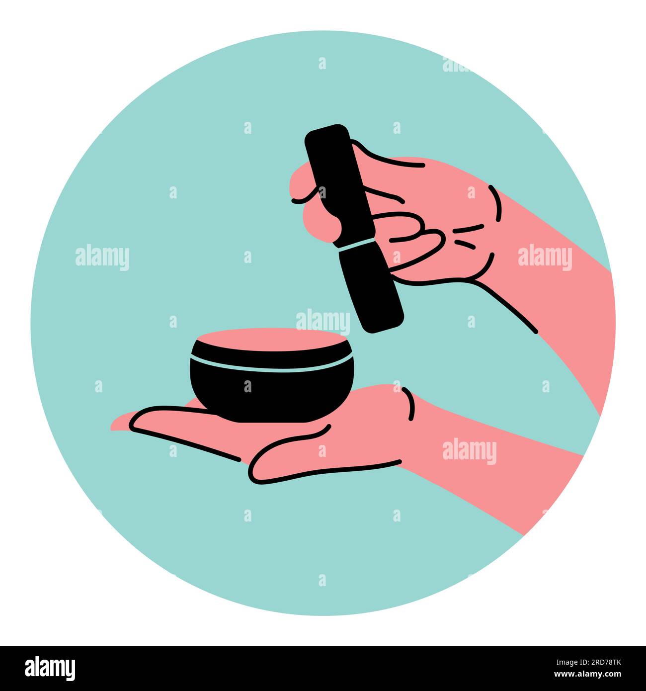 Sound healing meditation black line icon. Pictogram for web page ...