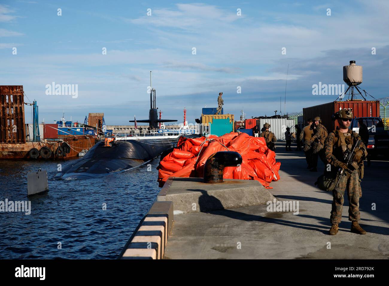 The USS Kentucky, a U.S. nuclear-armed submarine, is anchored at the ...