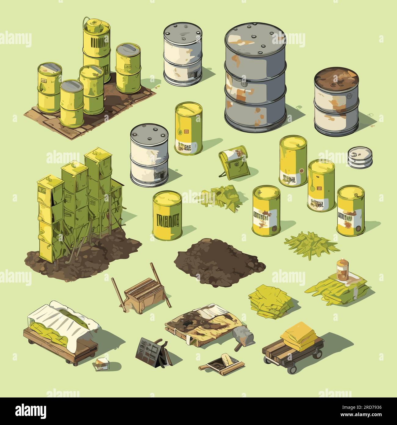 Set isometric trash bin symbol hi-res stock photography and images - Alamy