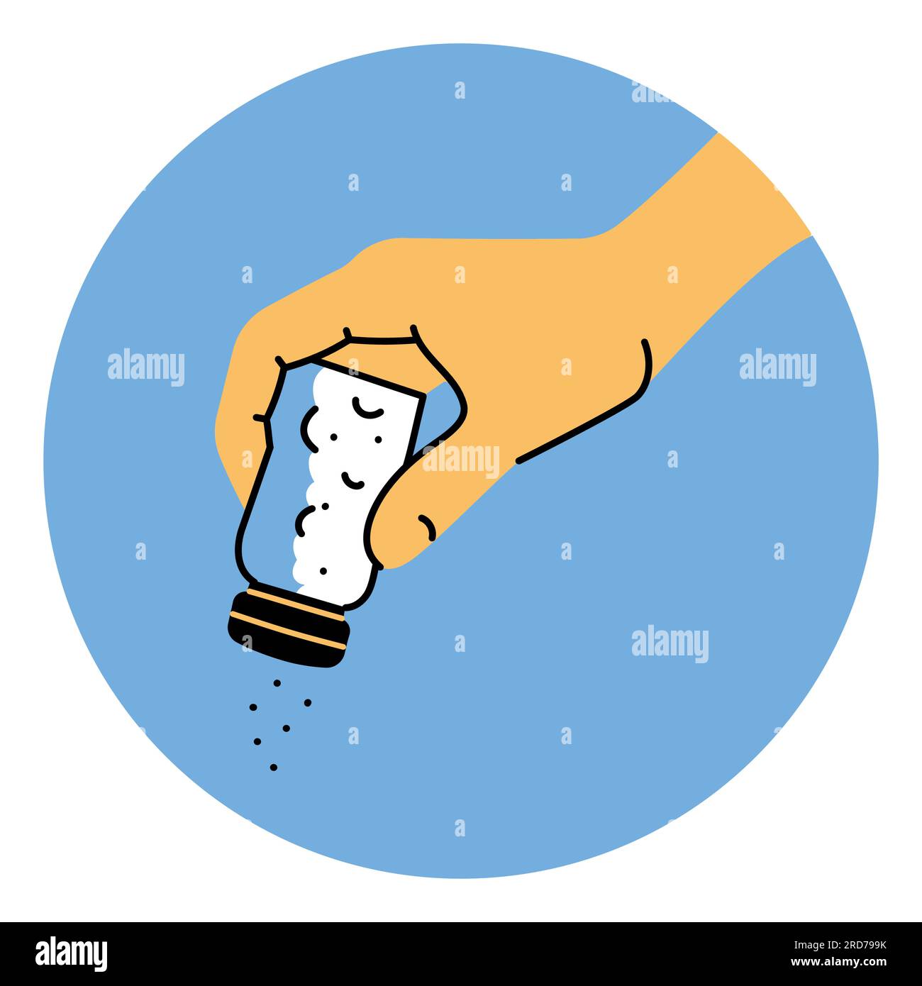 The hand is salting color line icon. Cooking food. Meal preparation ...