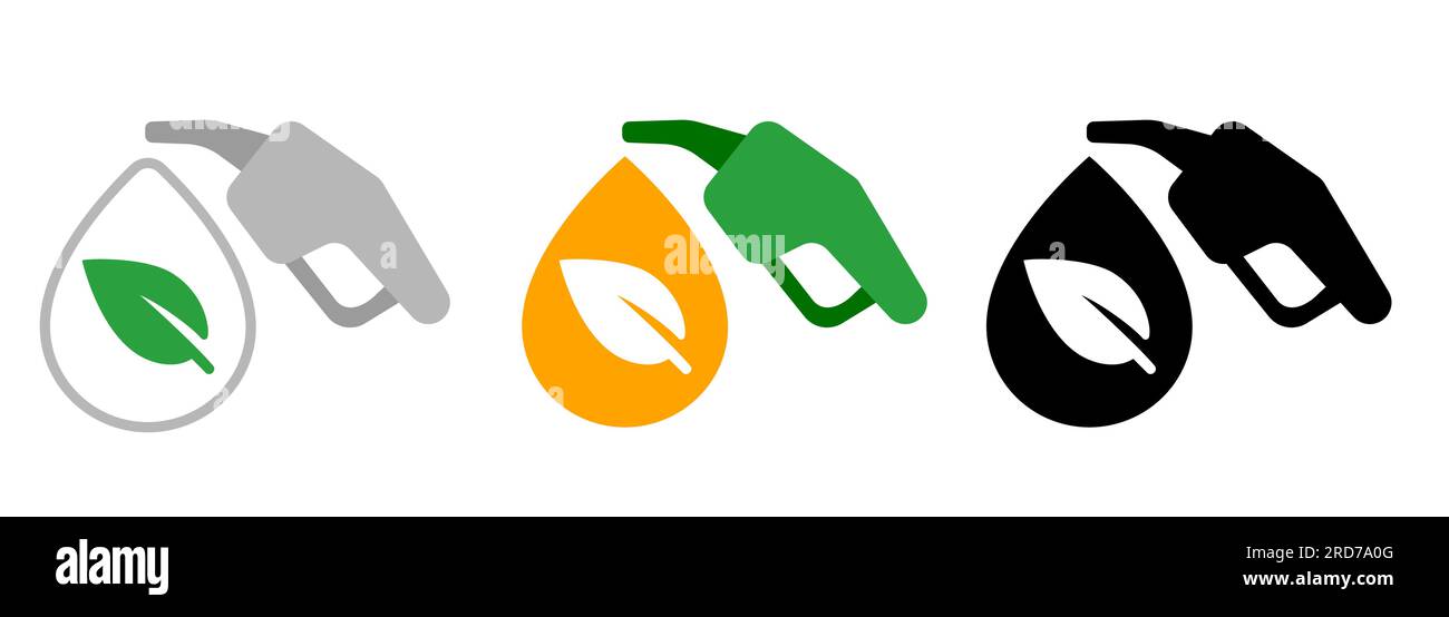 Bio diesel biofuel car leaf drop nozzle hose symbol icon oil pump logo ...