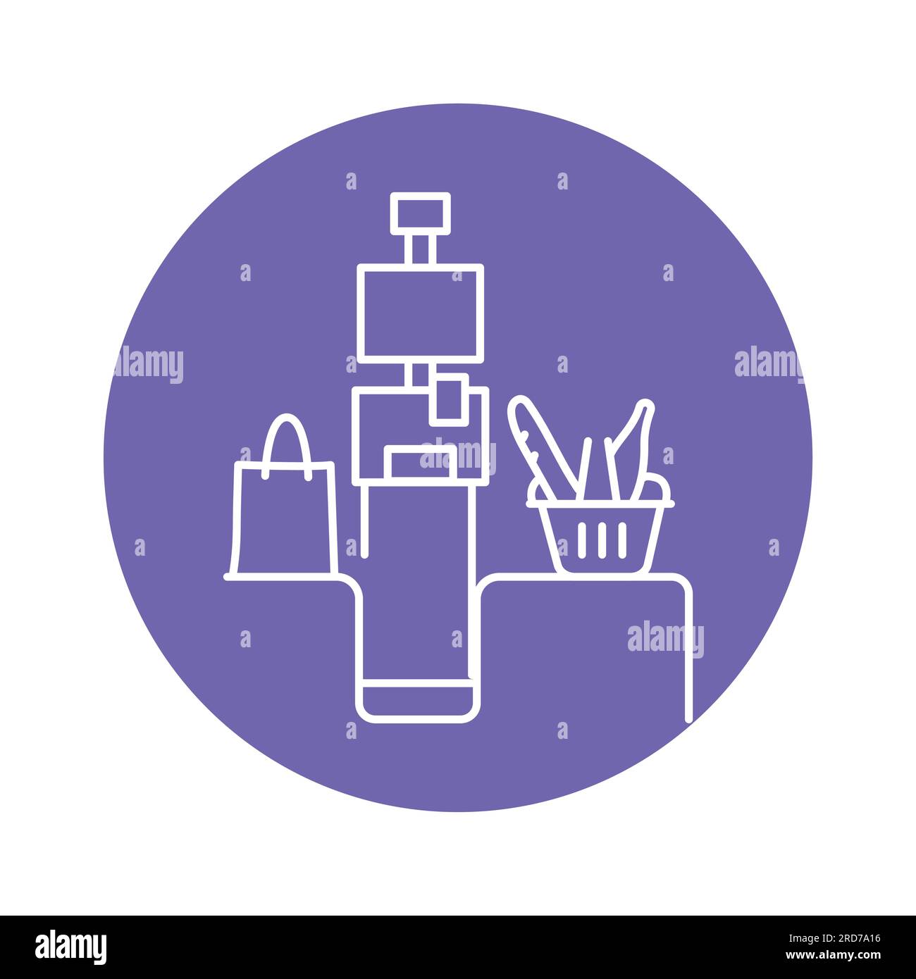 Self-service cashier or terminal black line icon. Pictogram for web ...