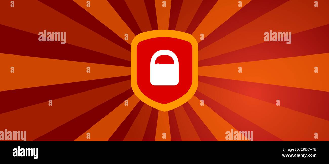 Security shield locked pad icon secure symbol red background Stock ...