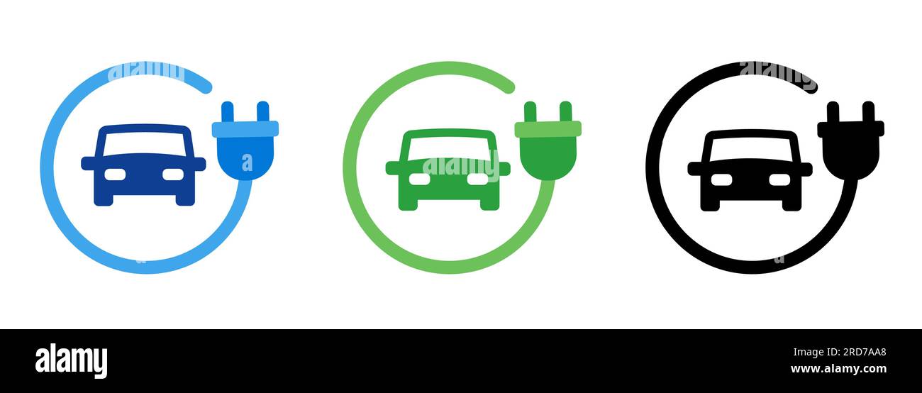 car vehicle charging electric EV charge socket icon set collection ...