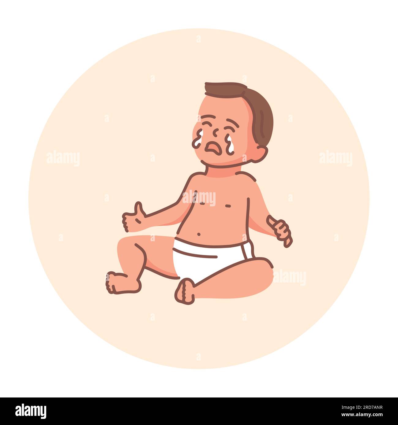 The baby is crying black line icon. Toddler development. Early ...