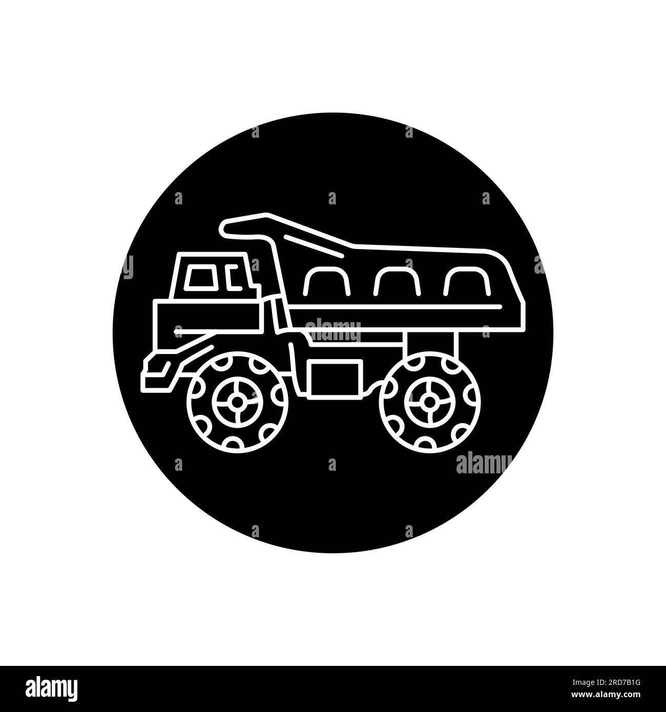 Children toy plastic dump truck black line icon. Pictogram for web page ...