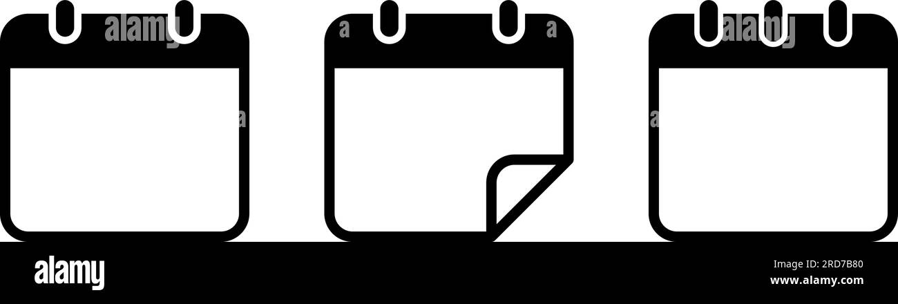 Set of flat icons of empty tear-off sheet pages as reminder of event ...