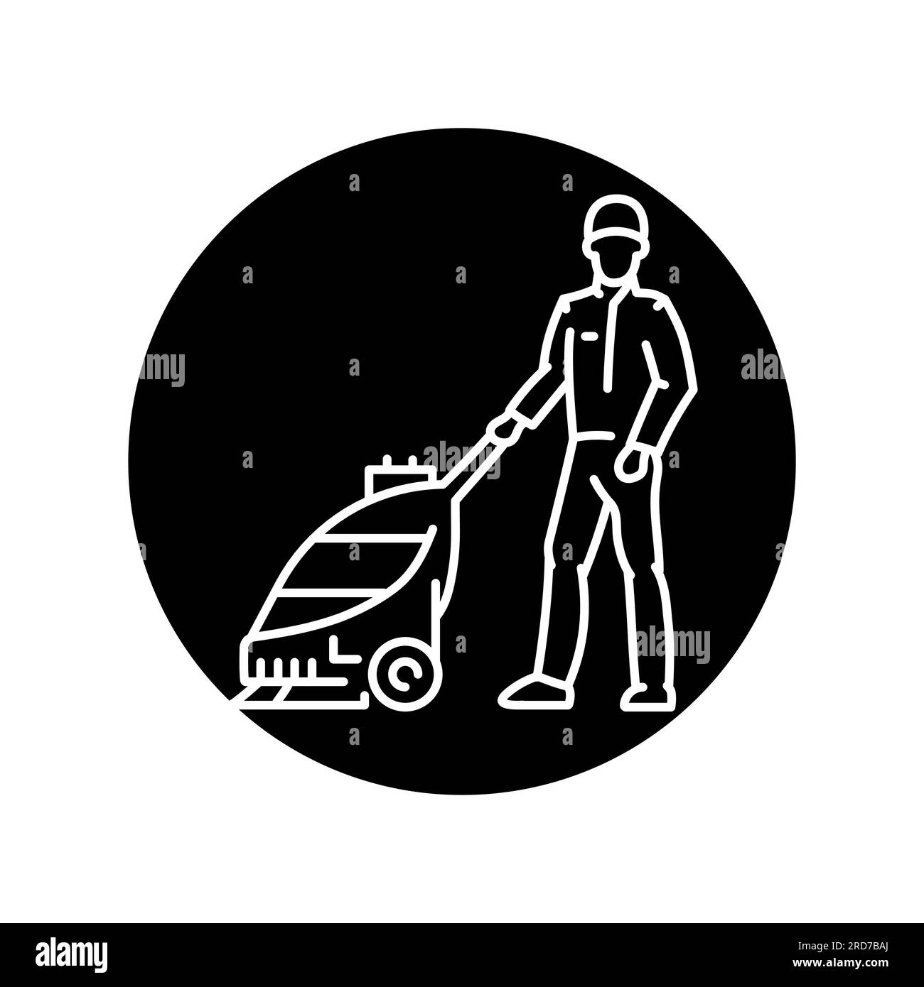 Man with a vacuum cleaner black line icon. Cleaning company. Pictogram ...