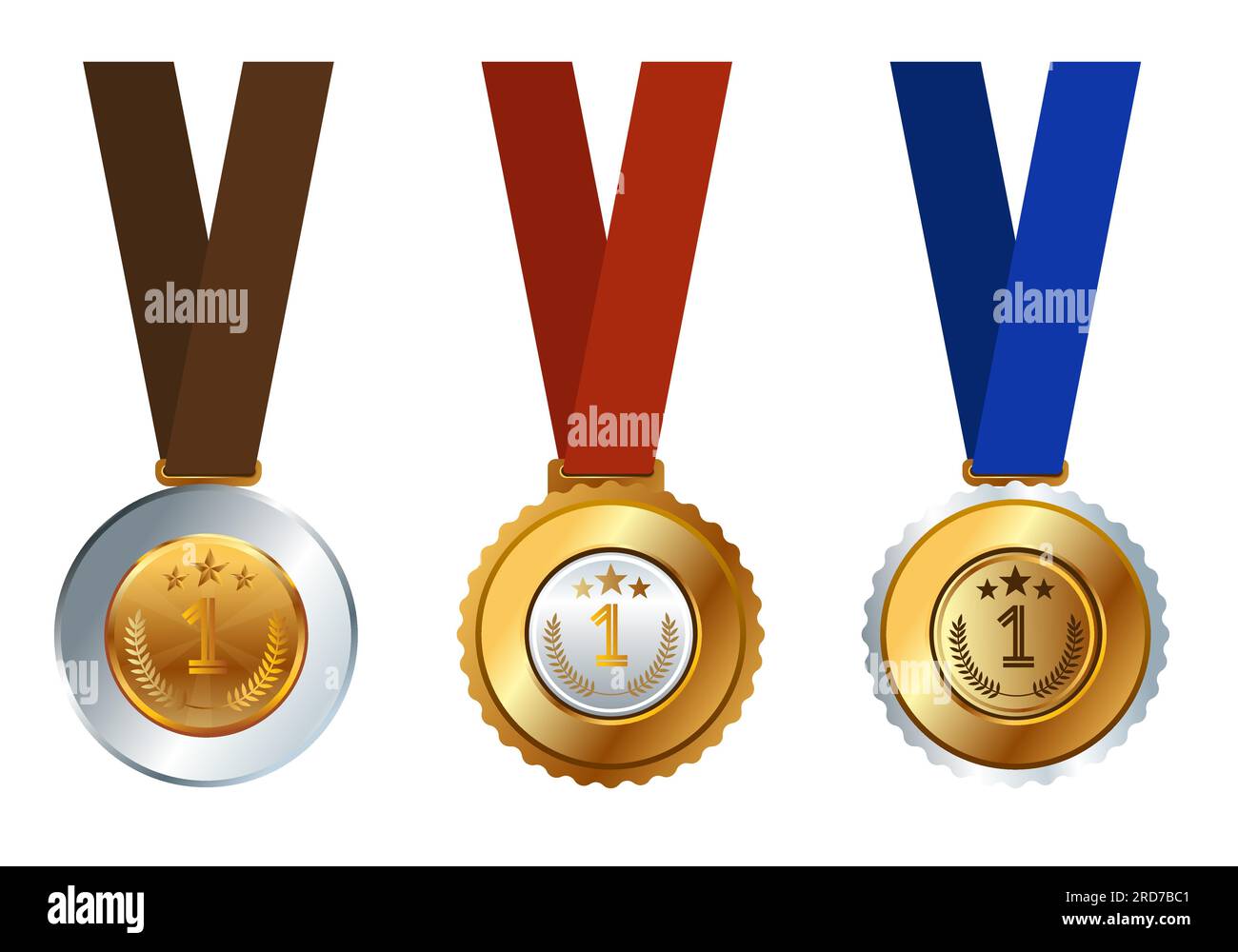 Medallion 1st winner medal gold with hanging ribbon set collection ...