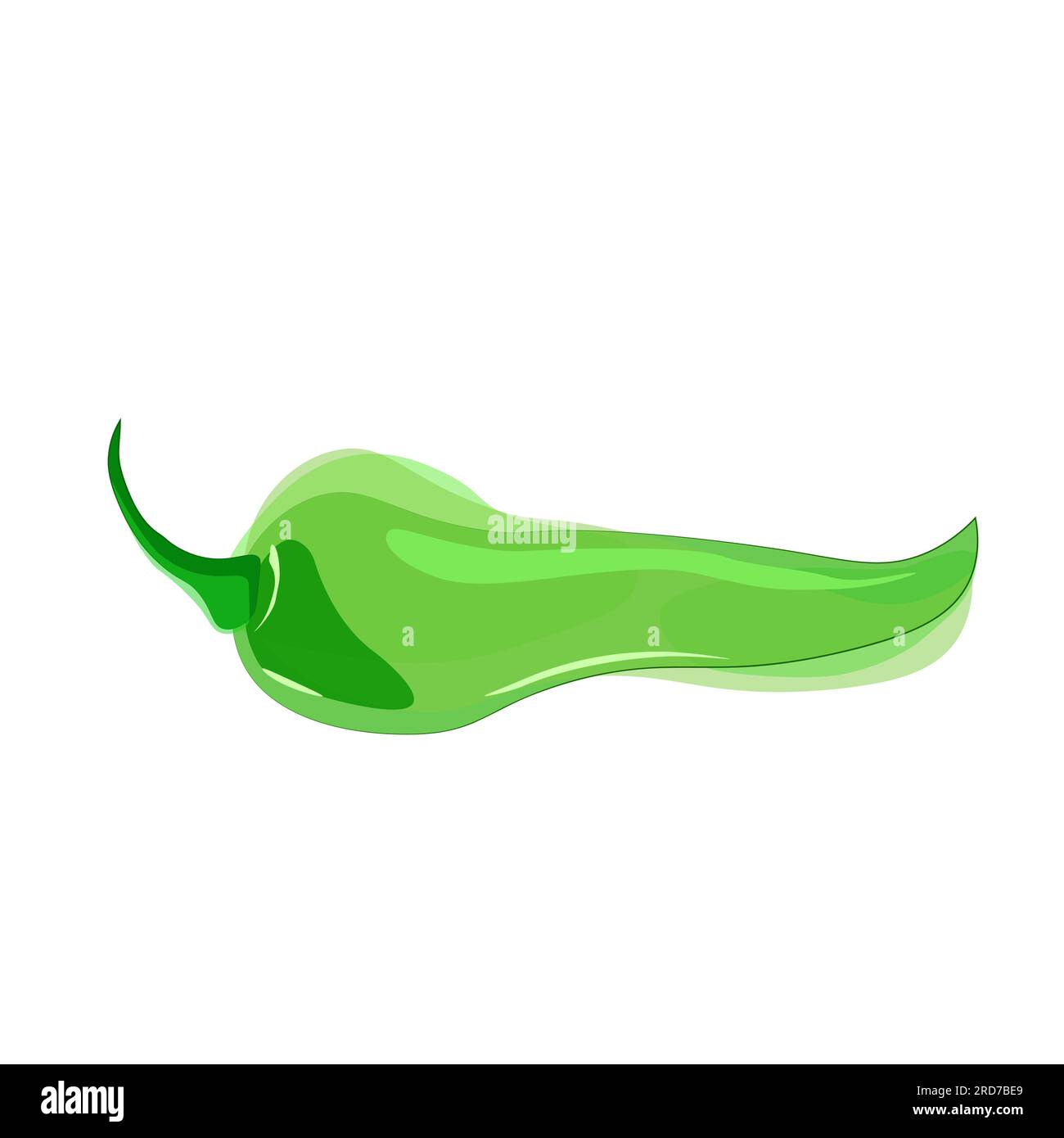 Green spicy chili pepper vector with highlights and shadows in ...