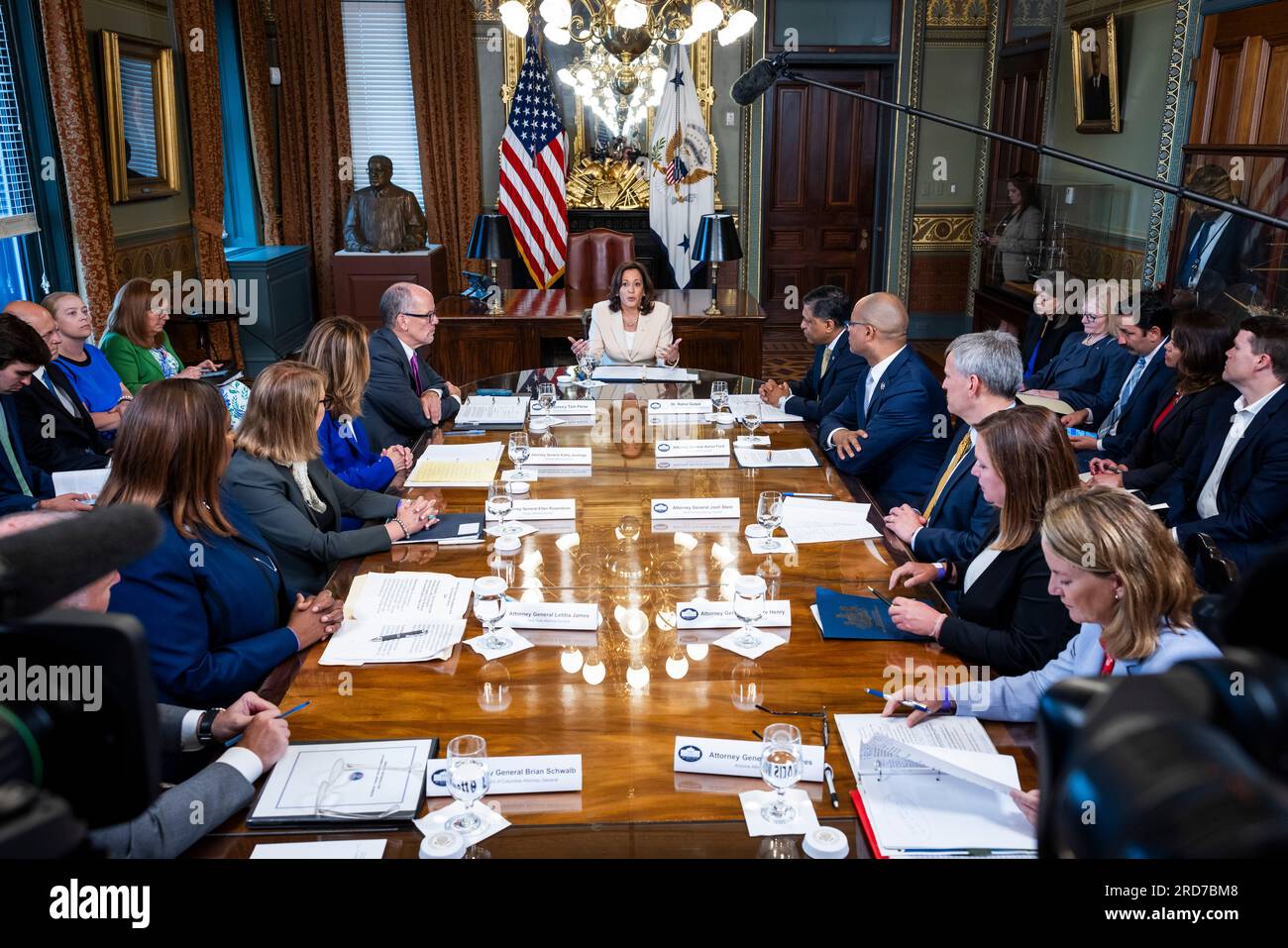 Washington DC, USA. July 18, 2023. US Vice President Kamala Harris (C ...
