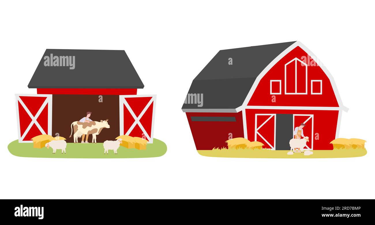 Livestock and cattle farming flat vector illustration Stock Vector ...