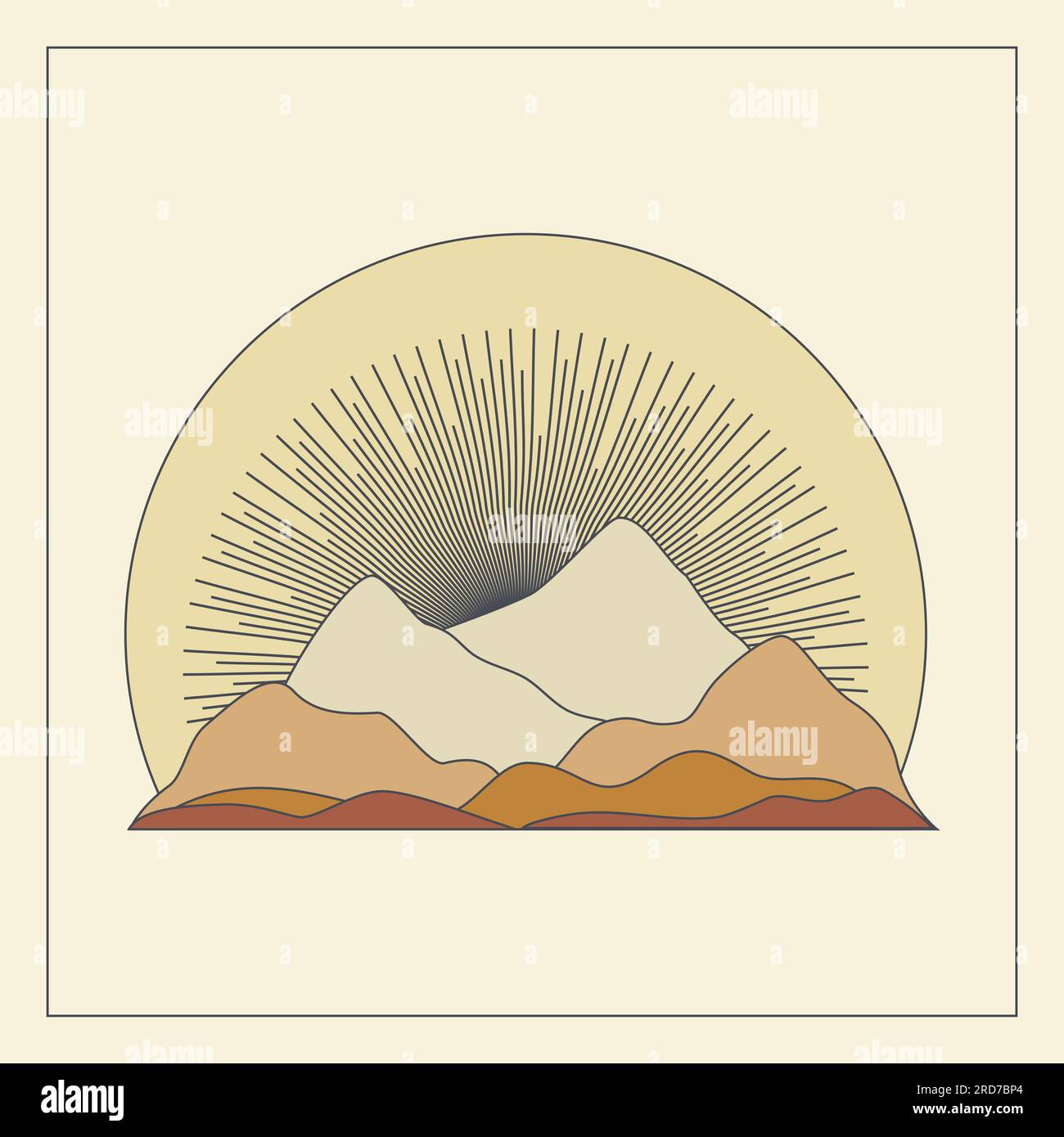 Modern minimalist morning landscape aesthetic illustration Stock Vector ...