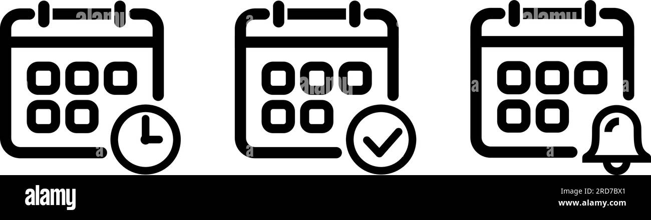 Set of line calendar icons as reminder of event shedule Stock Vector ...