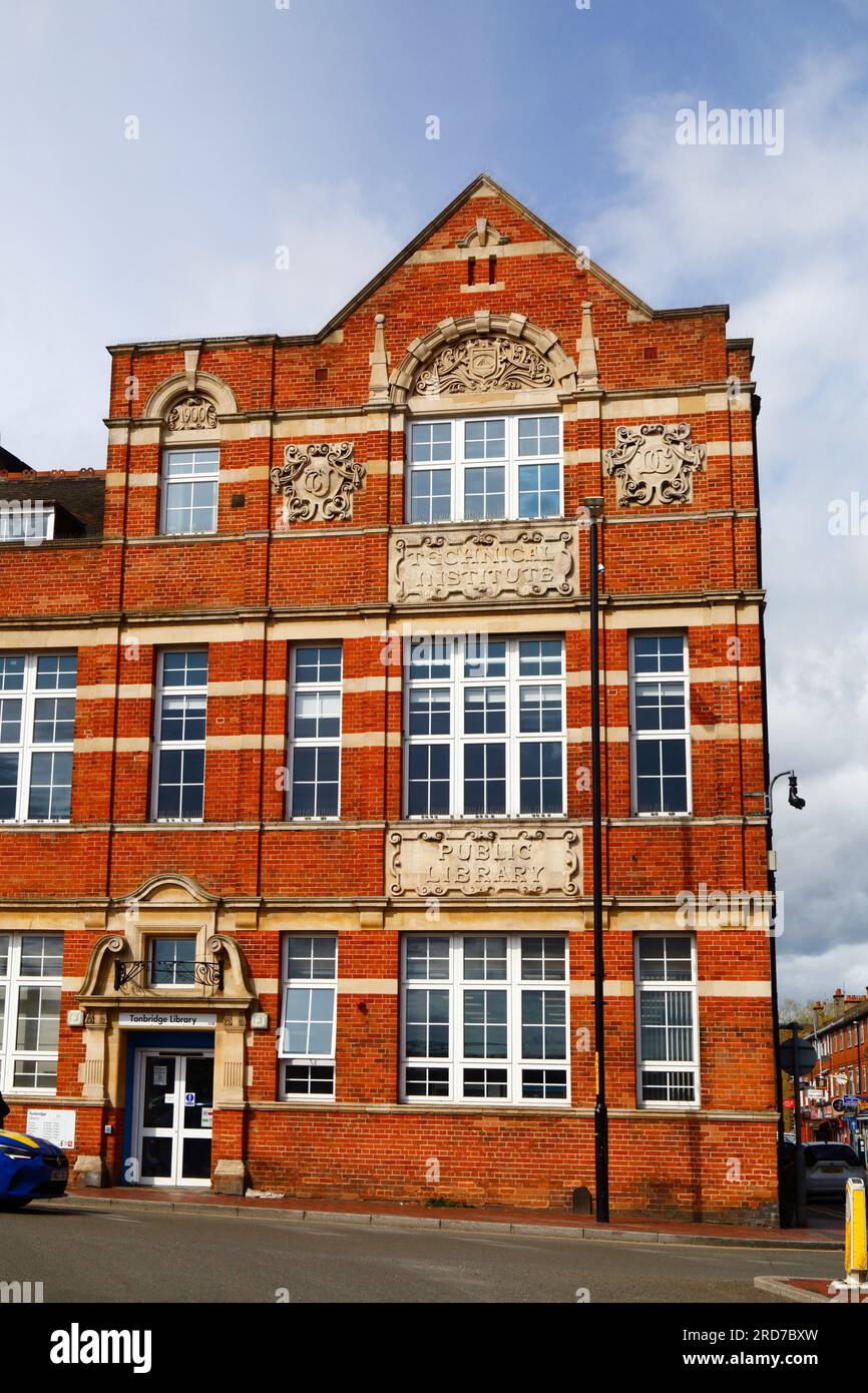 The brick and stone facade of the Tonbridge Library building, part of ...