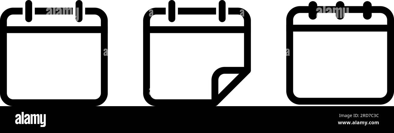 Set of linear icons of empty tear-off sheet pages as reminder of event ...