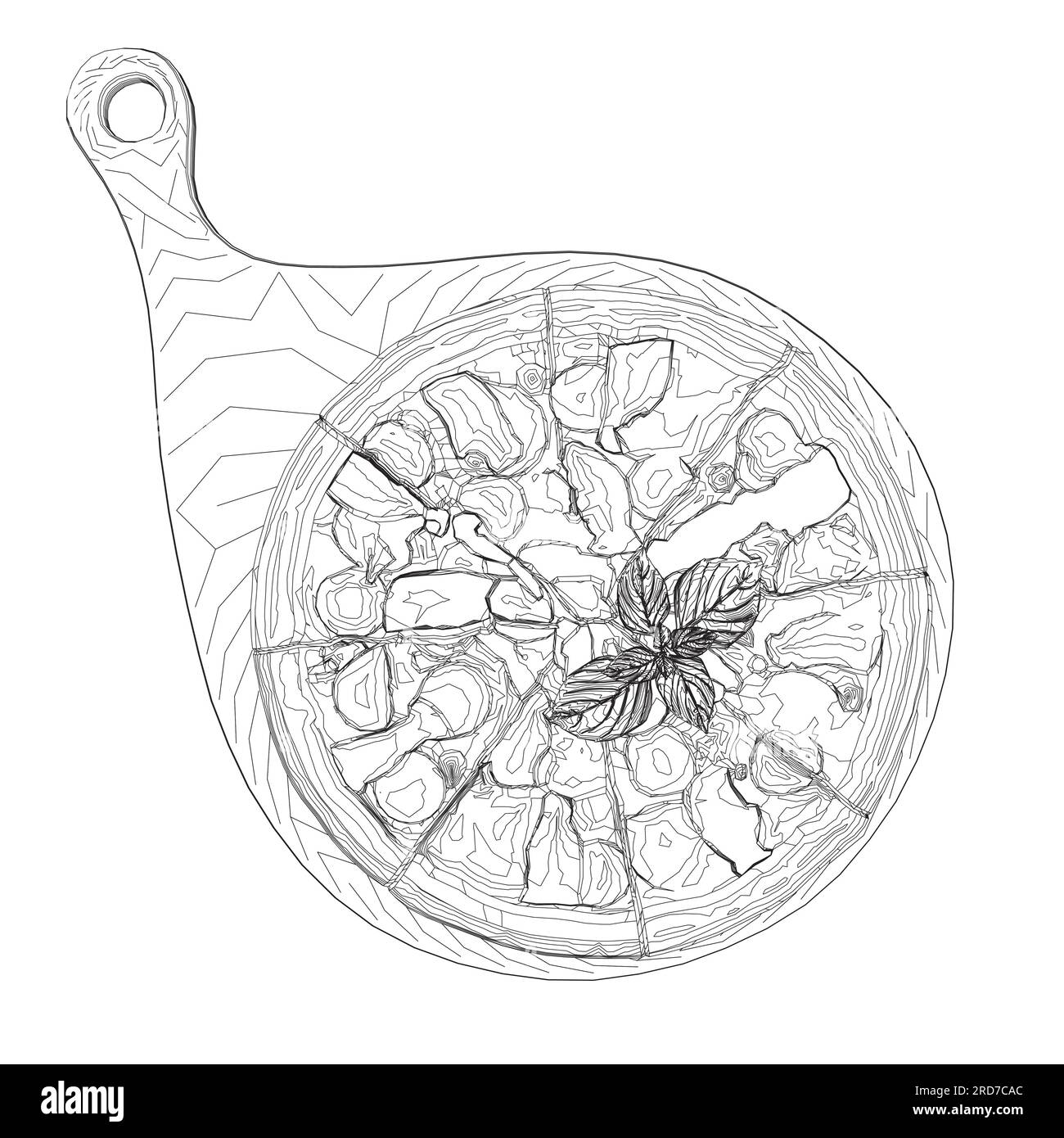Contour of Italian pizza and ingredients. Italian food menu design ...