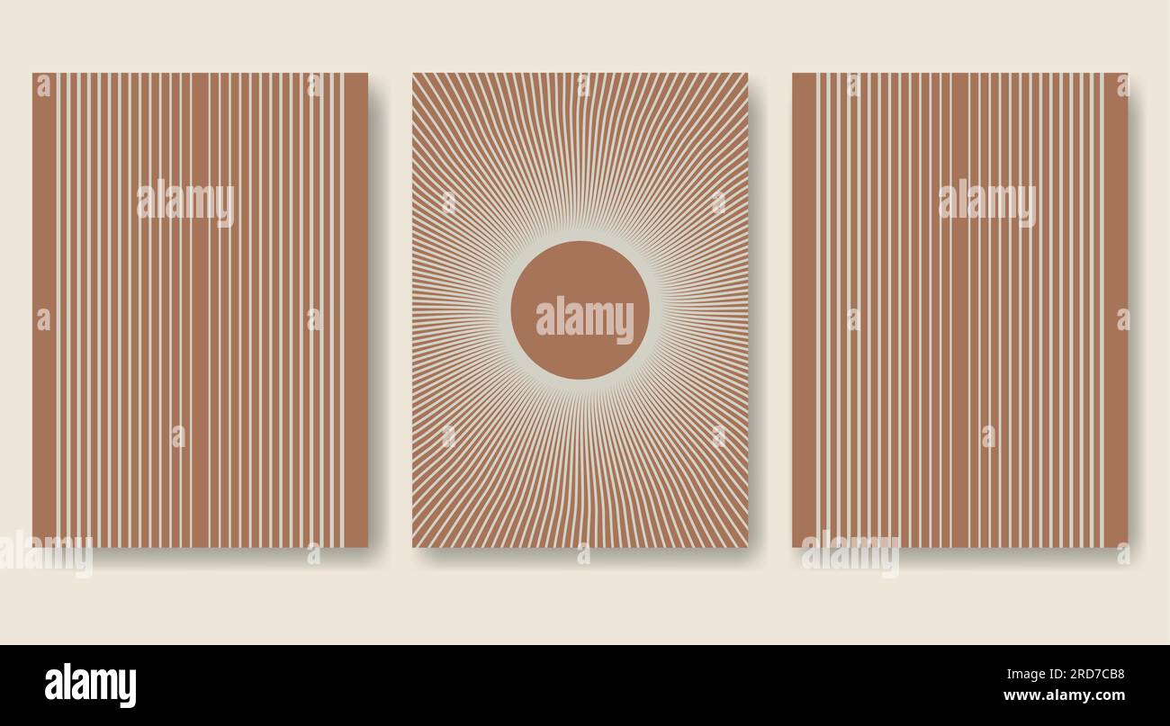 Aesthetic arch and sun brown poster set in minimalistic style Stock ...
