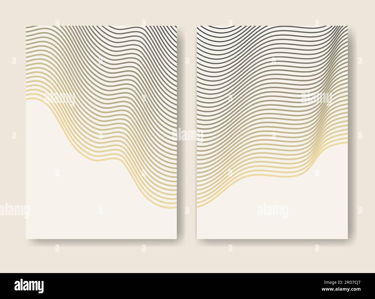 Aesthetic templates set with wavy lines in modern style Stock Vector ...