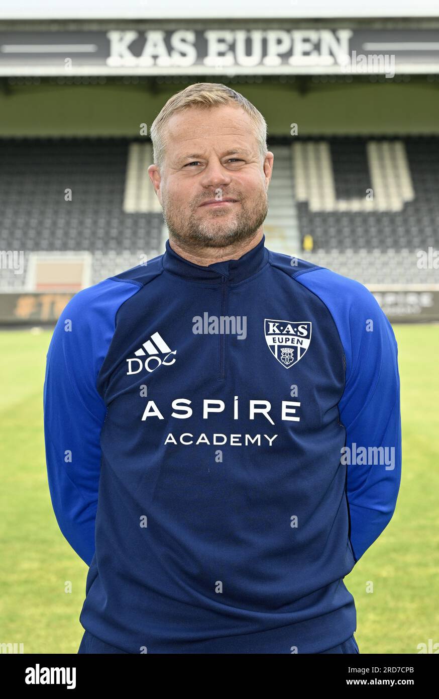 Eupen, Belgium. 19th July, 2023. Eupen's doctor Stefan Ivic poses for a portrait picture at the ...