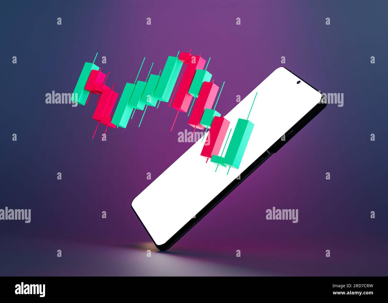 Trading chart and smartphone. Trading with mobile phone. Buy, sell on ...