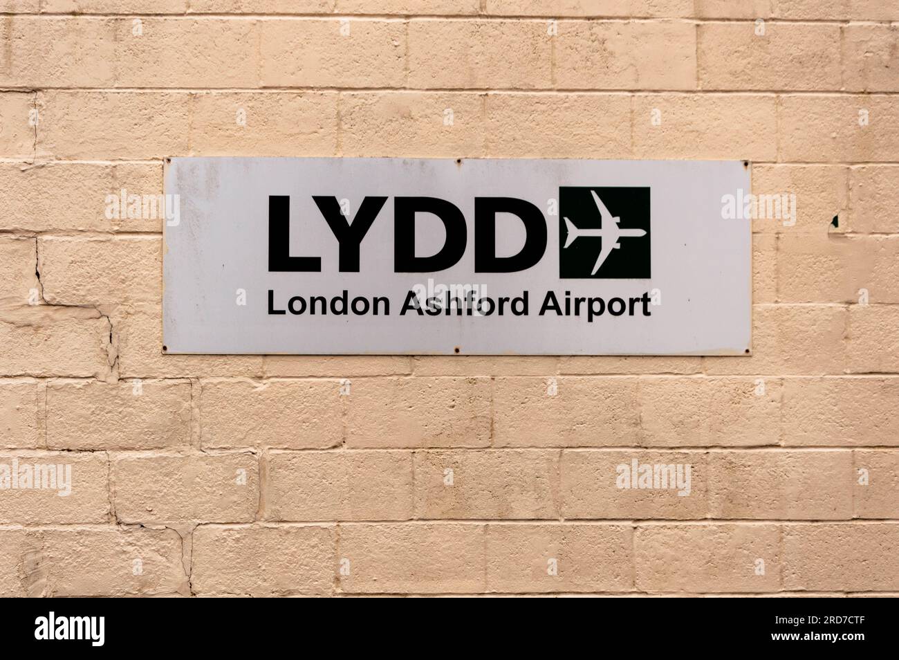 Lydd Airport Sign on the Wall, Lydd, Kent, England Stock Photo - Alamy
