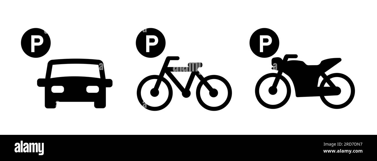 Parking sign P icon for car bike motorbike motorcycle black transparent ...