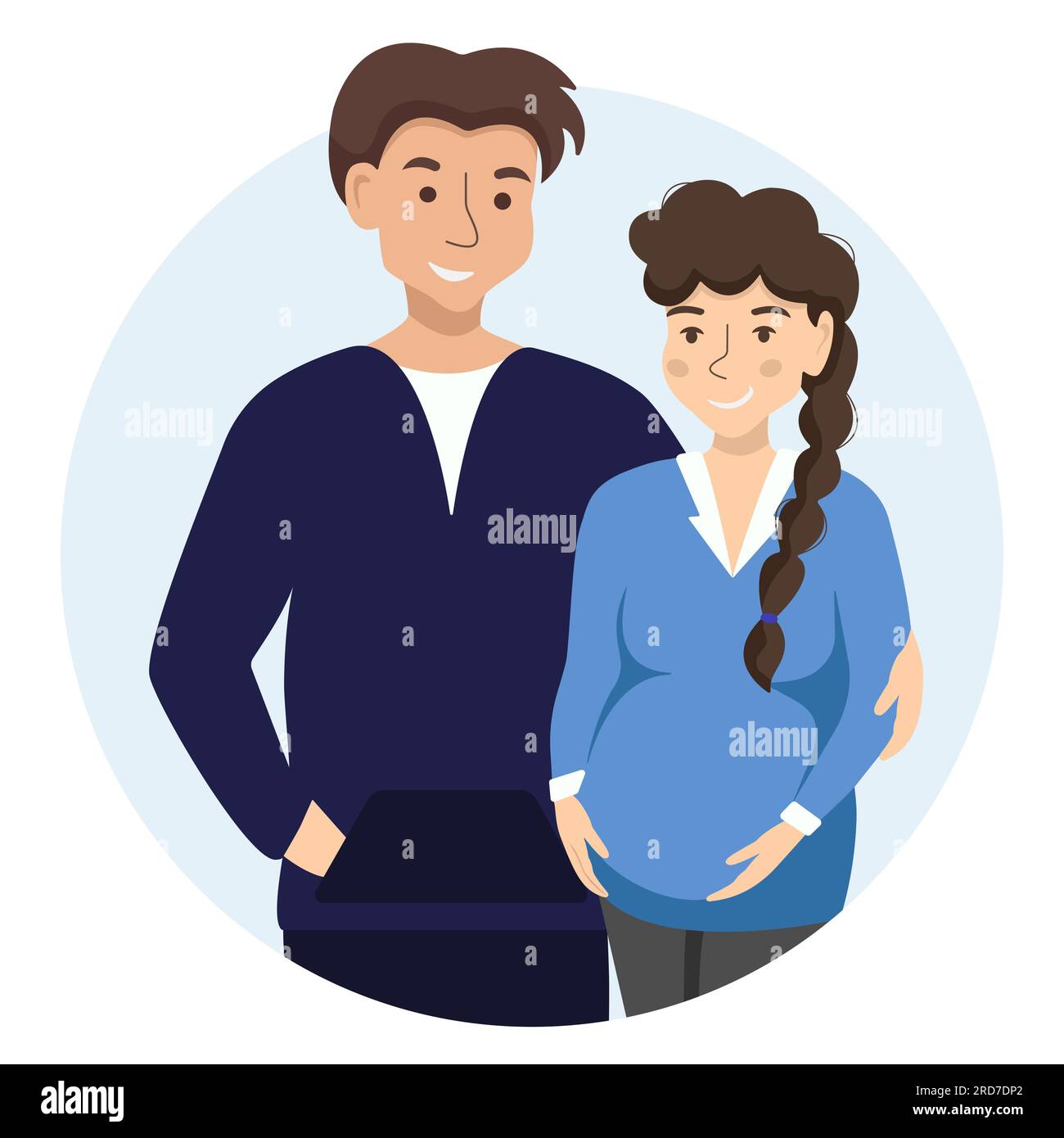 Illustration expecting parents standing love pregnant woman couple ...