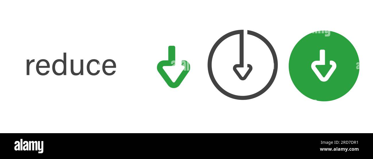 Reduce Icon Set Symbol Of Arrow Down Concept Of Reducing Lowering Green