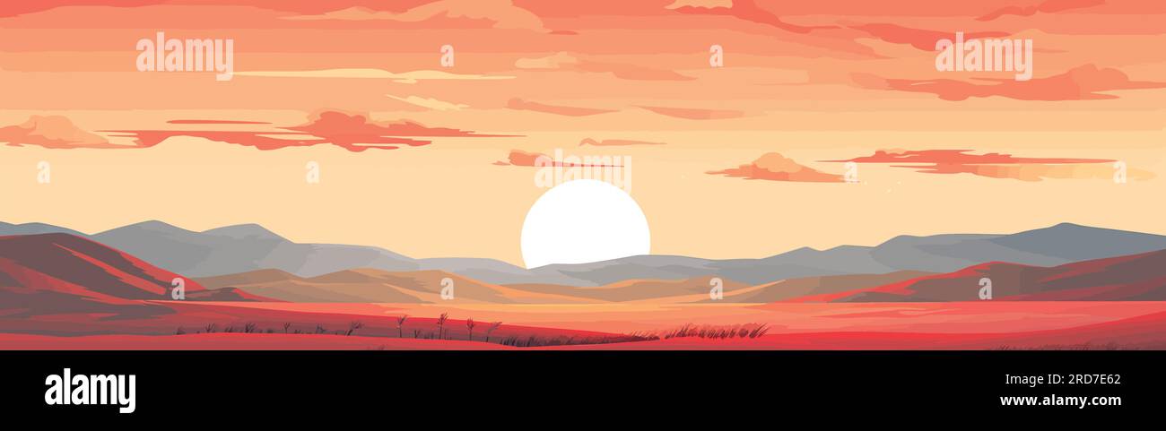 Sunrise clear sky prairie Stock Vector Images - Alamy