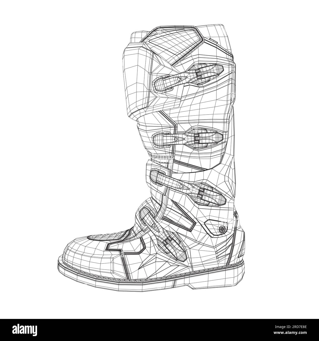 Wireframe of boots motorcycle line icon vector illustration. Leg ...