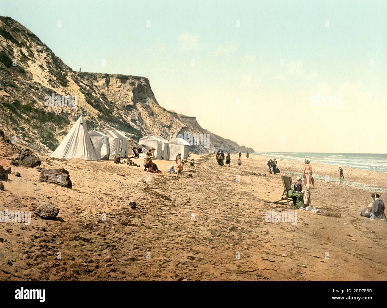 Beach, Overstrand, north coast of Norfolk in England, 1895, Historical ...