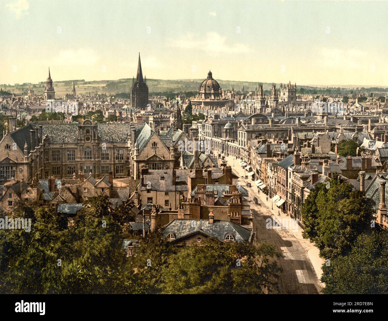 General view and High Street, Oxford, England, 1895, Historical ...